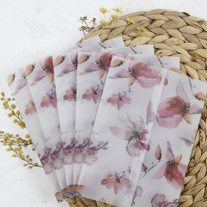 Pink Floral Wedding Vellum Jackets | Size 5x7 | Set of 50 Invitation ...