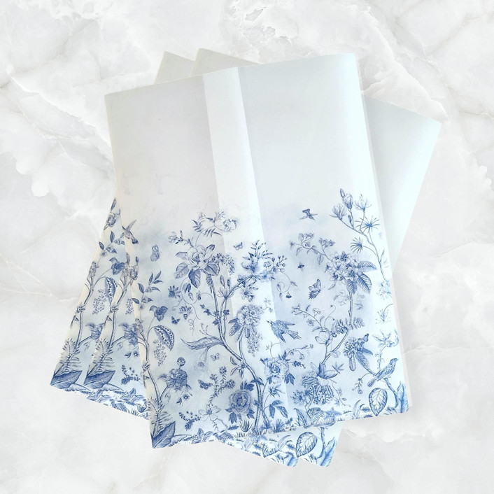 French Blue Toile Vellum Jacket (Set of 10) Invitation Jackets and ...