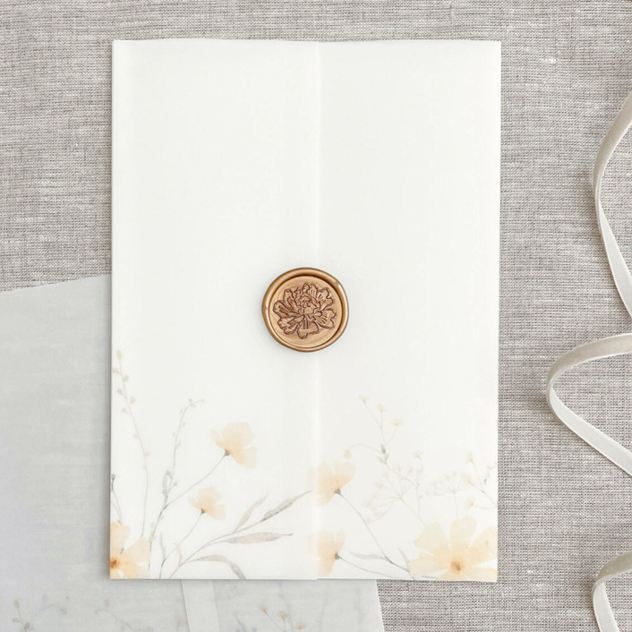 Yellow wildflowers vellum wrap for 5x7 invitations | Set of 10 ...