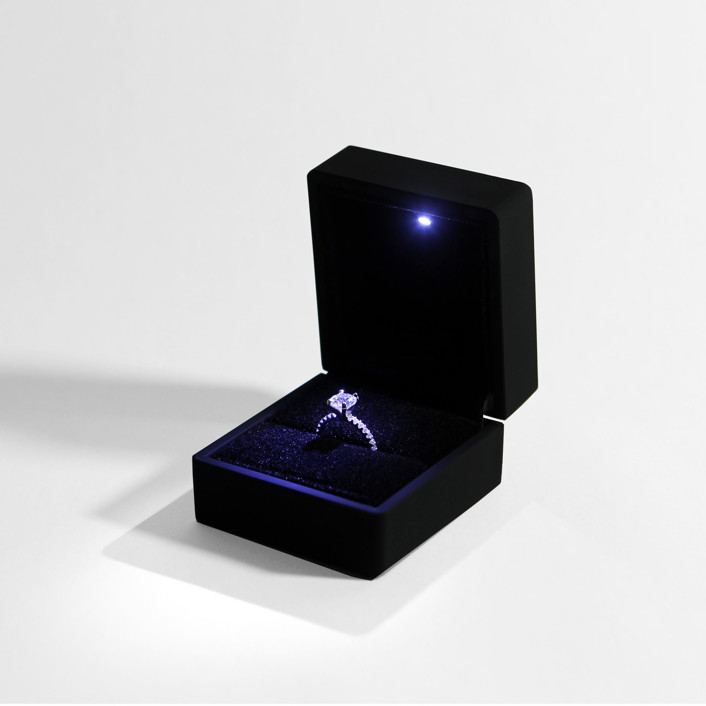 Matte Black Ring Box with LED Light Ring boxes by Soulmatebox | Minted