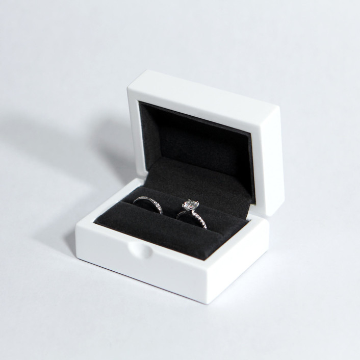 Gloss White Ring Box - Double Slot Ring boxes by Soulmatebox | Minted