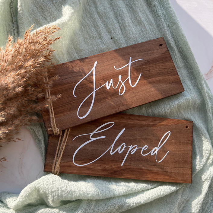 Mini Just Eloped Backpack Signs Wedding Signs by Logan Boaz | Minted