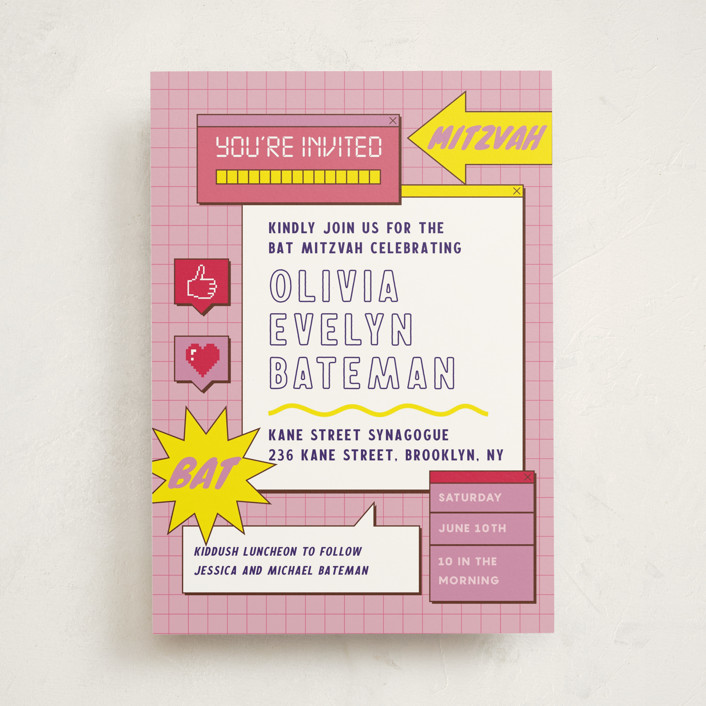Bitmap Mitzvah Invitations by Jennifer Lew | Minted