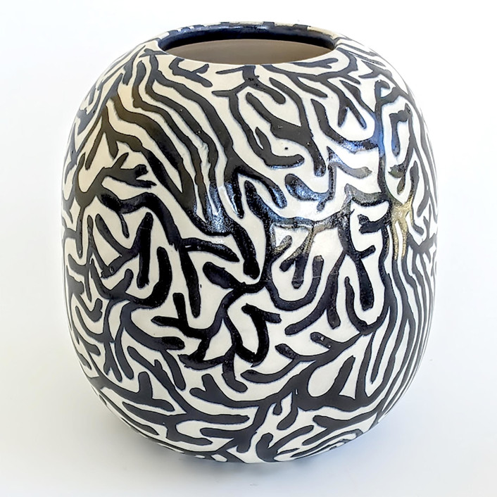 stoneware vase with black and white maze pattern Vases by Liz Vigoda ...