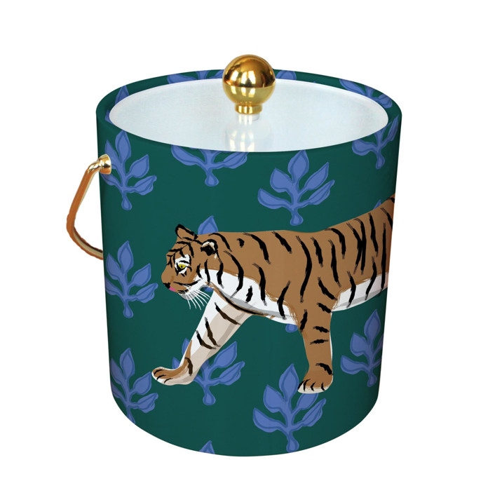 Flora Tiger Green - Ice Bucket Wine and Bar Tools by Clairebella | Minted