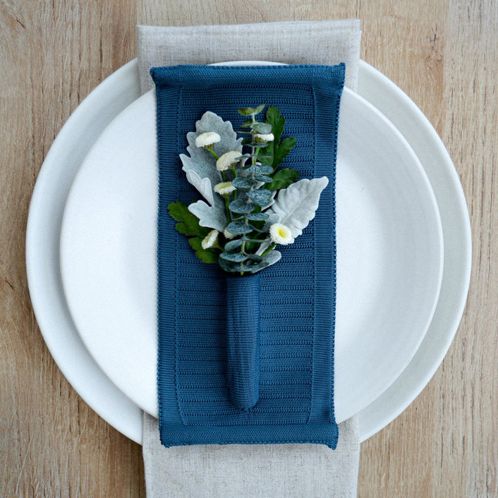 Navy Solo Knit Floral Place Setting, Set of 10 Favors by Michelle ...