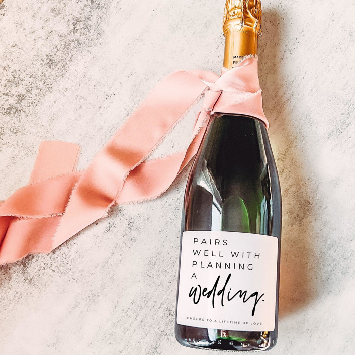 Engagement Gift Champagne Label | Pairs well with Wedding Planning ...