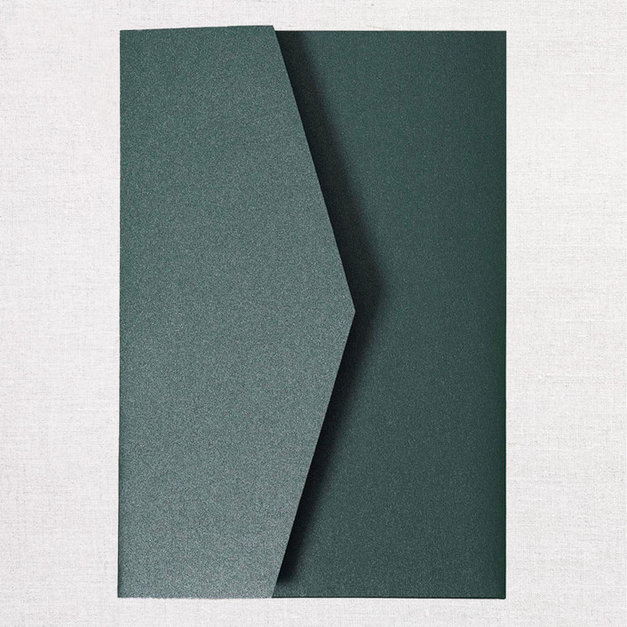 Qty of 50 Custom Emerald Green Shimmer Simply Elegant Tri-fold Pocket ...