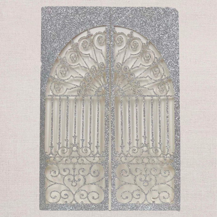 Qty of 50 Custom Gate Door Silver Glitter Paper Laser Cut | Other Color ...