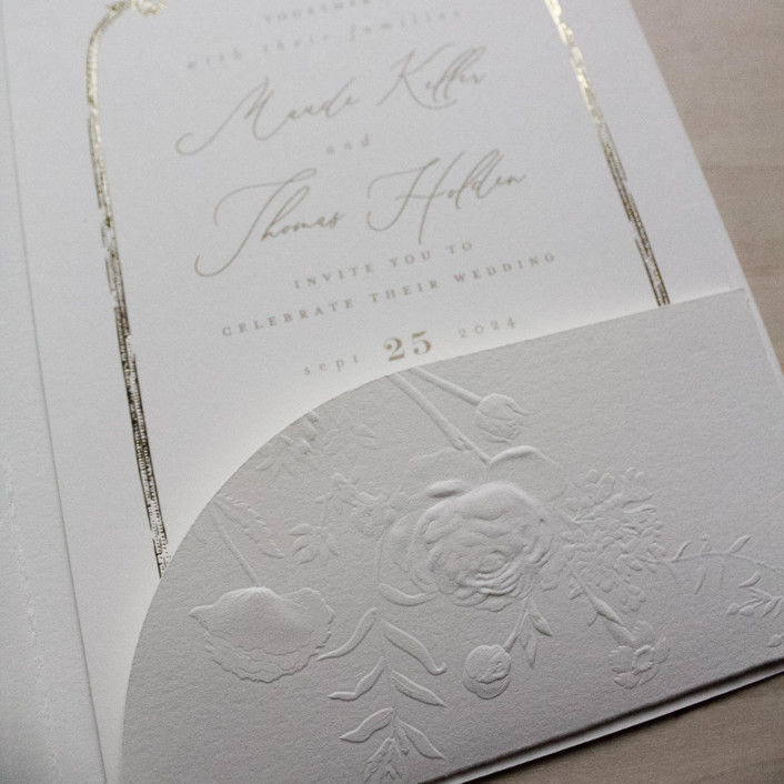 Custom Sculpted Embossed Invitation Pocket Jackets // Set of 50 ...