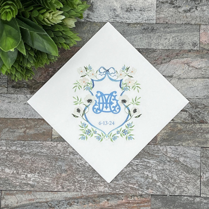 Custom Blue Poppy Crest Napkins- Pack of 100 Napkins by Papel Custom ...