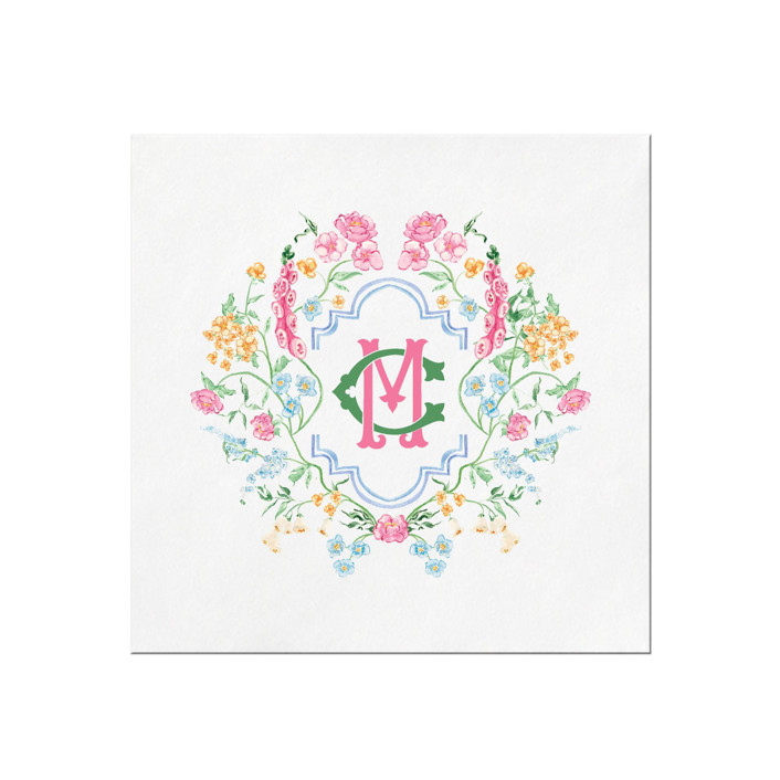 Bright Spring Floral Monogrammed Napkin Napkins by Papel Custom Design ...