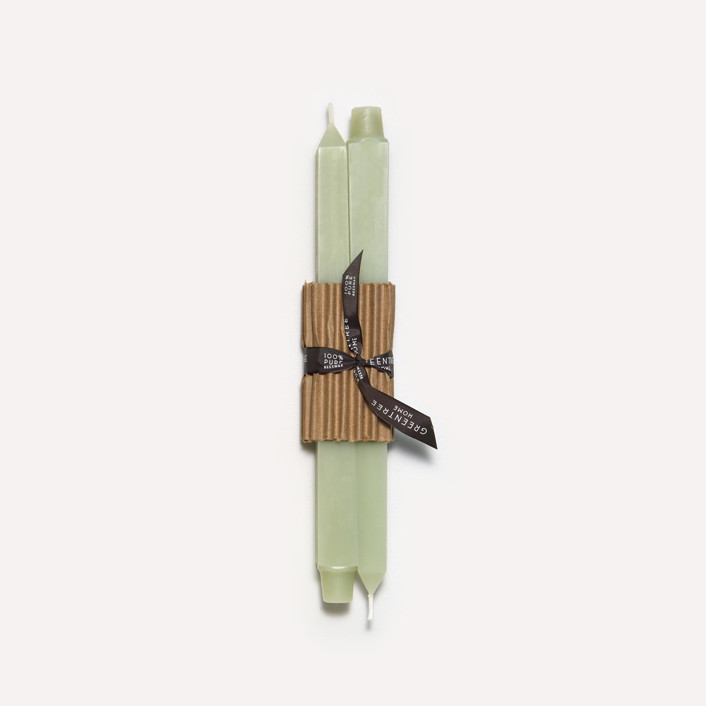 12" Square Tapers (pair) Celadon Candles by Jessie Green | Minted
