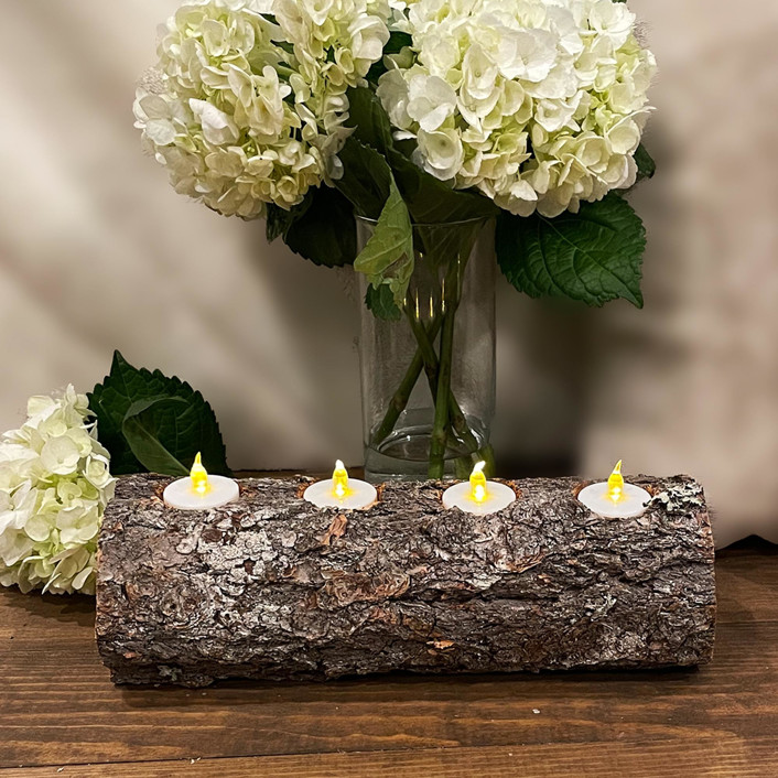 Rustic Wood Log LED Tea Light Candle Candles by Oregon Rustic Wood Co ...