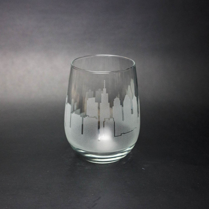Philadelphia, Pennsylvania Skyline Stemless Wine Glass Drinkware by stephanie miller 1 | Minted