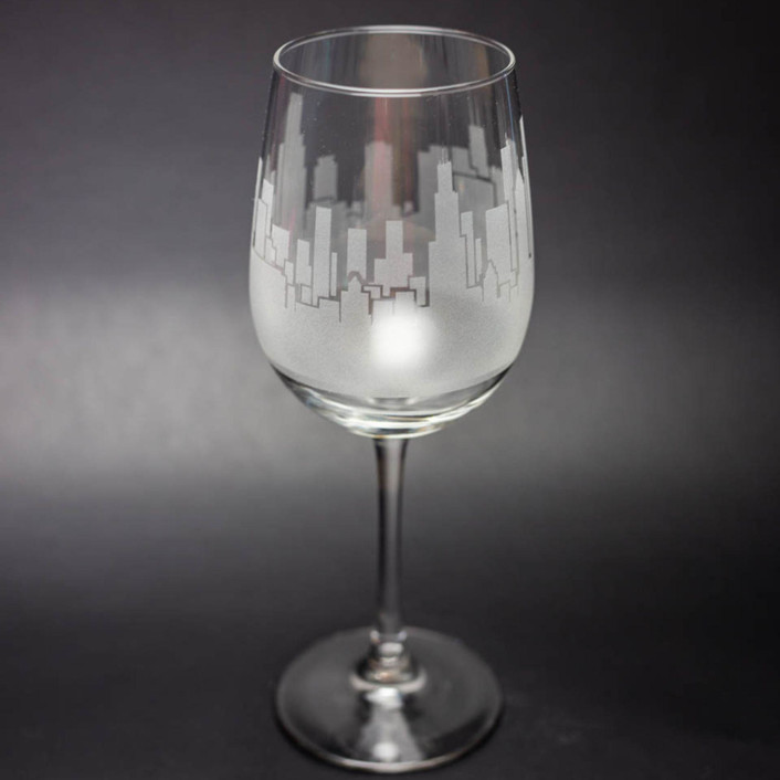 Chicago, Illinois Skyline Wine Glass Drinkware by stephanie miller 1 | Minted