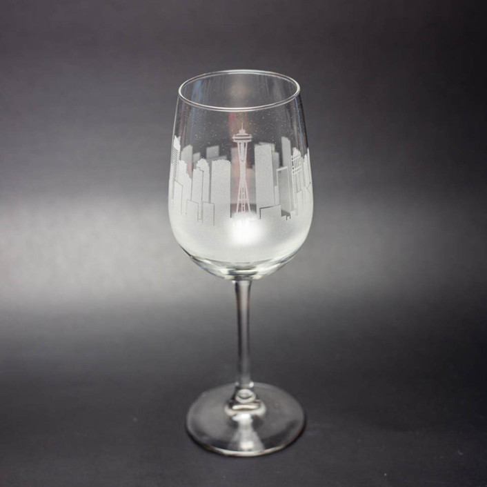 Seattle, Washington Skyline Wine Glass Drinkware by stephanie miller 1 ...
