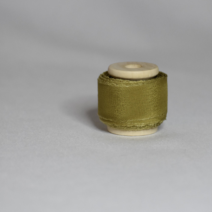 Moss Green Plant-Dyed Silk Ribbon, Narrow Ribbons by Katelyn Cash | Minted