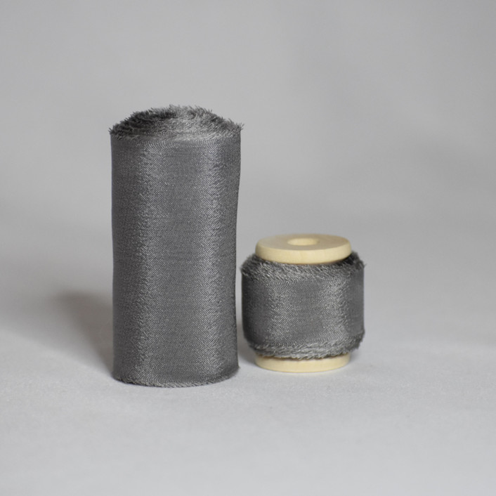 Stormcloud Gray Plant-Dyed Silk Ribbon, Wide Ribbons by Katelyn Cash ...