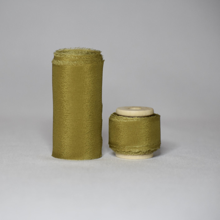 Moss Green Plant-Dyed Silk Ribbon, Wide Ribbons by Katelyn Cash | Minted