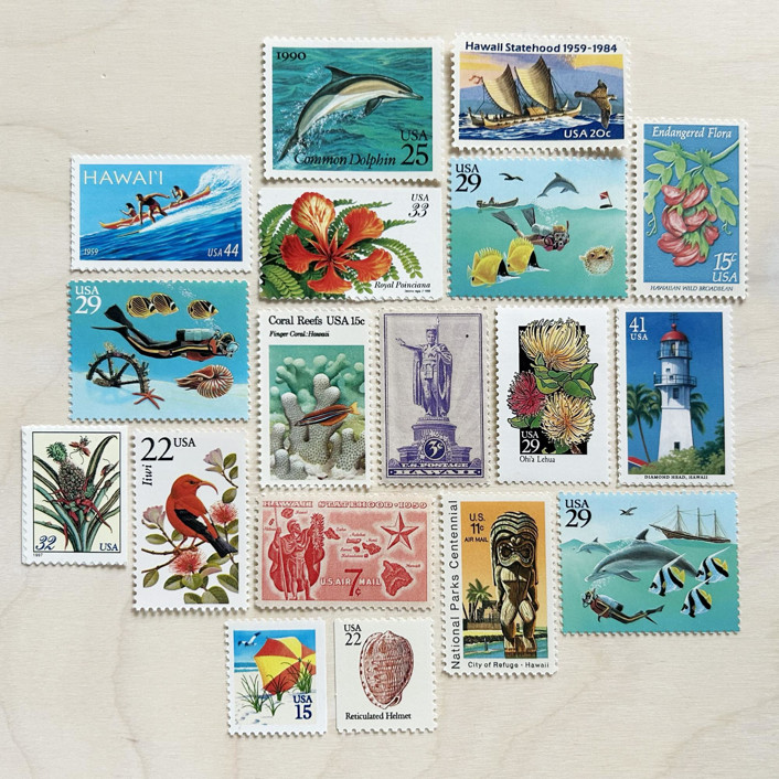 $1.07 . Hawaii vintage postage stamp variety pack . Set of 5 Postage ...