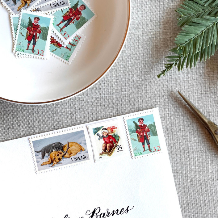 Holiday Kids and Puppies Vintage Postage, 10 Sets Postage Stamps by ...