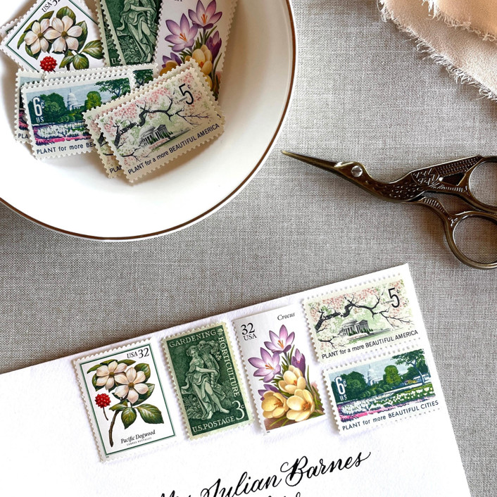 Garden Botanical Vintage Postage, 10 Sets Postage Stamps by Jennifer ...