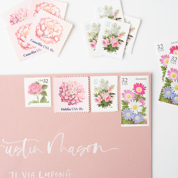 Pretty in Pink Postage Set // Set of 5 // $1.19 in postage per set Postage Stamps by Flourish ...