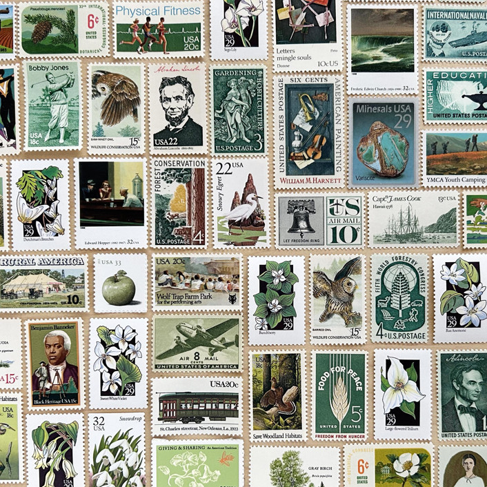 Green vintage postage stamp variety pack . 90 cents Postage Stamps by ...