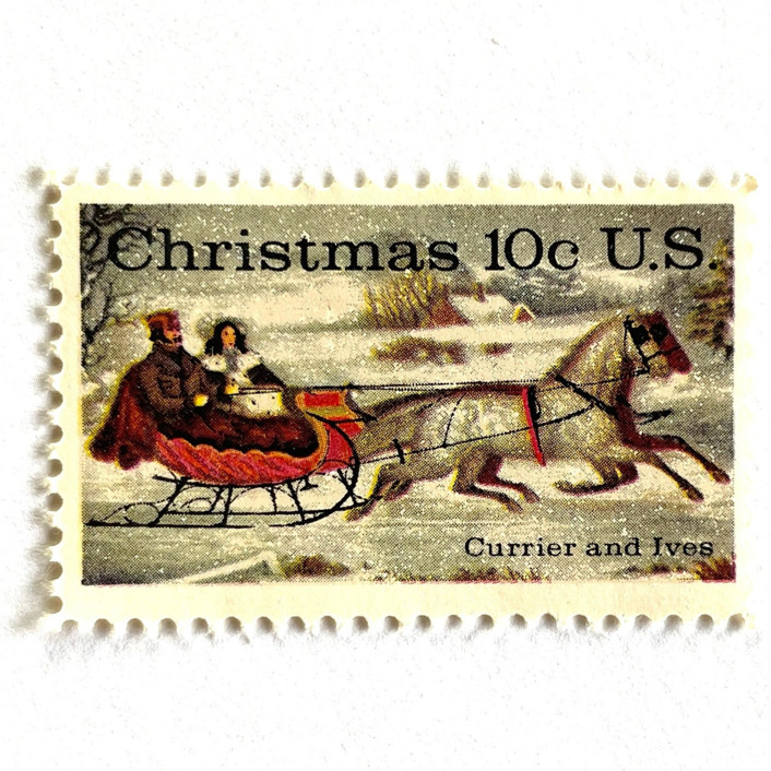 "Currier and Ives Winter Road" Postage Stamps | Christmas Issue ...