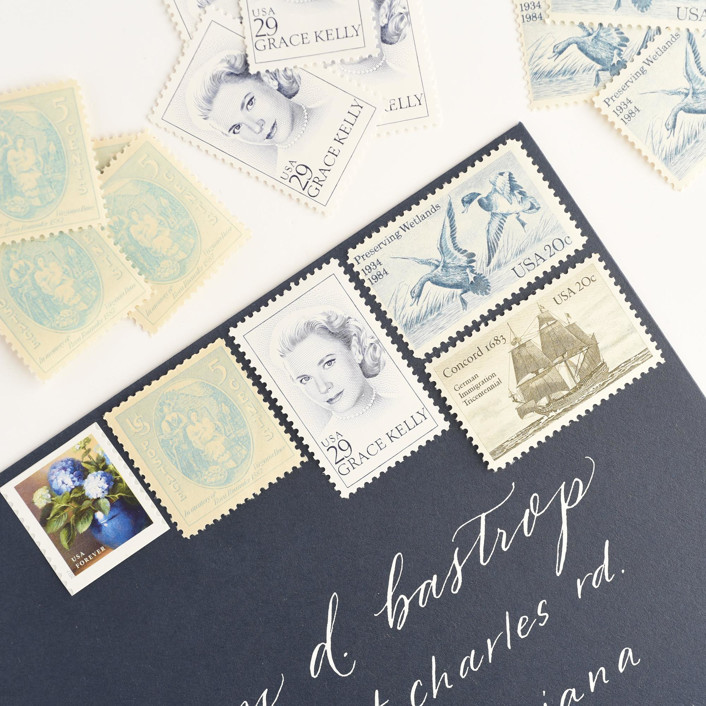 Blue Hydrangea and Grace Kelly Postage Stamp Set // Set of 5 // $1.52 ...