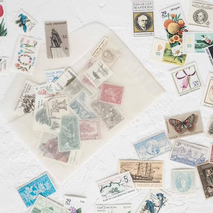 Flat Lay Vintage Postage Styling Set // Set of 30 // Assorted Stamps ...