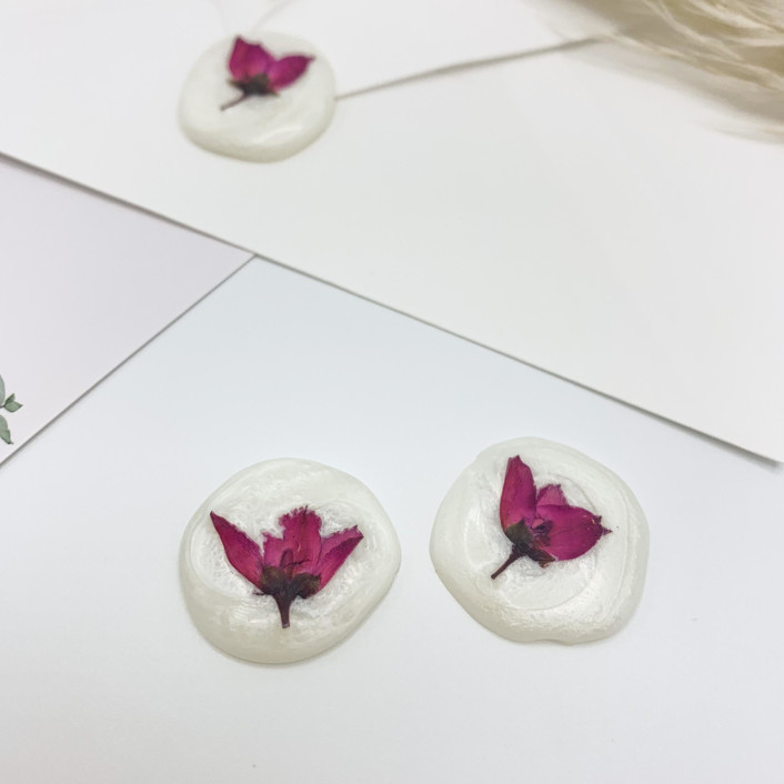 Pressed Flower Ivory Wax Seal Pink Flower Set Of 6 Wax Seals by ...