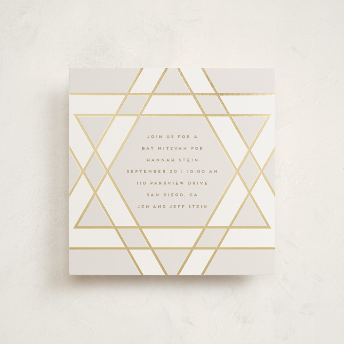 Square Star of David Foil-Pressed Mitzvah Invitations by Stacy Maalouf ...
