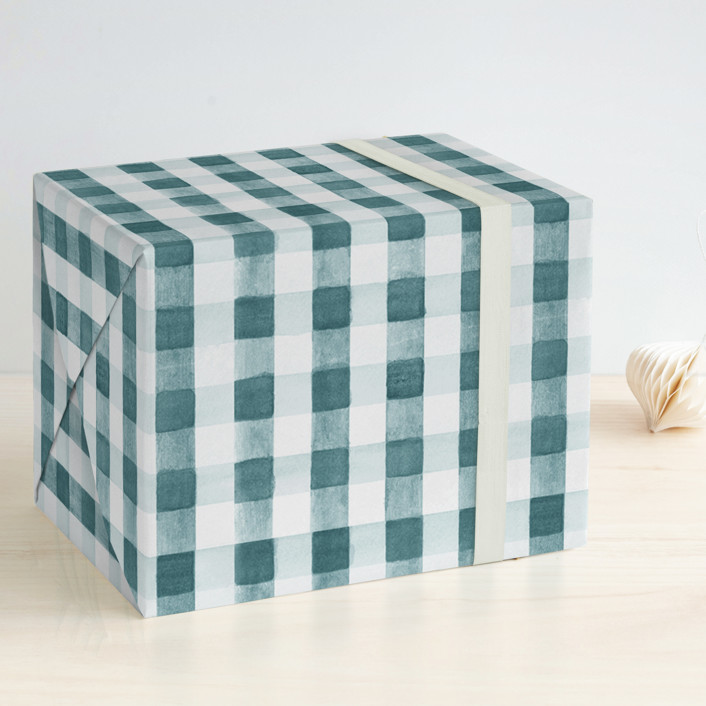 Watercolor Gingham Wrapping Paper Sheets by Tessa Blackham | Minted