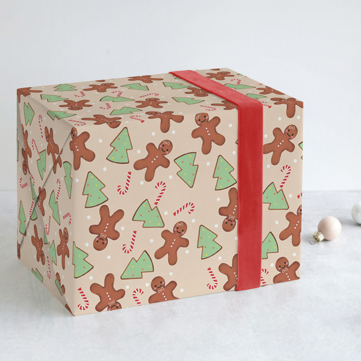 gingerbread Wrapping Paper Sheets by Jennifer Lew | Minted