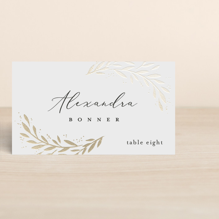 Vine + Pen Foil-Pressed Place Cards by Laura Hankins | Minted