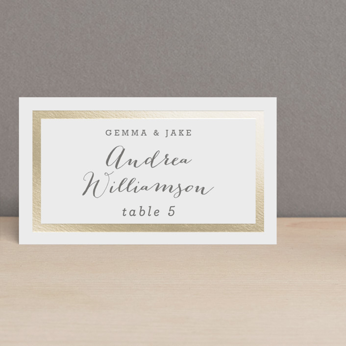 Modern Photo Frame Foil-Pressed Place Cards by Hooray Creative | Minted