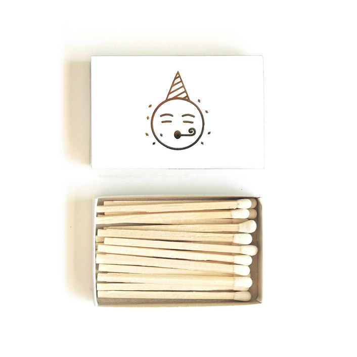 Party Emoji Matchbox, Gold on White Party Matches and Matchbooks by ...