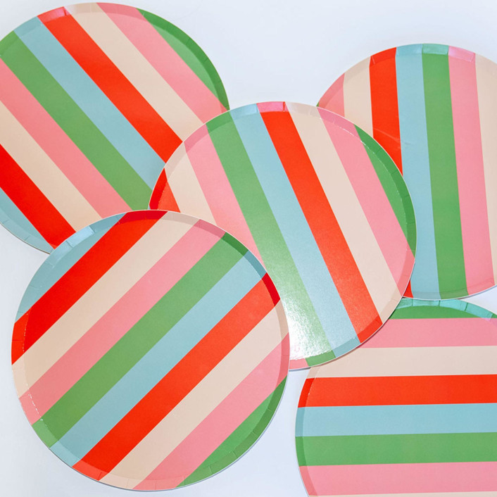 Striped Dinner Plates (x12) Party Plates and Bowls by POP Party ...