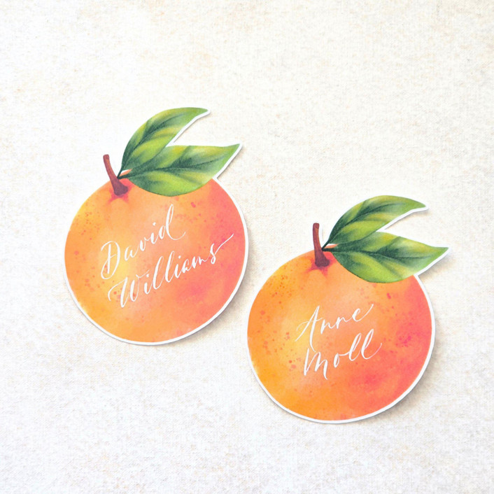 Watercolor Orange Place Cards-Personalized Set of 10 Party Place Cards ...