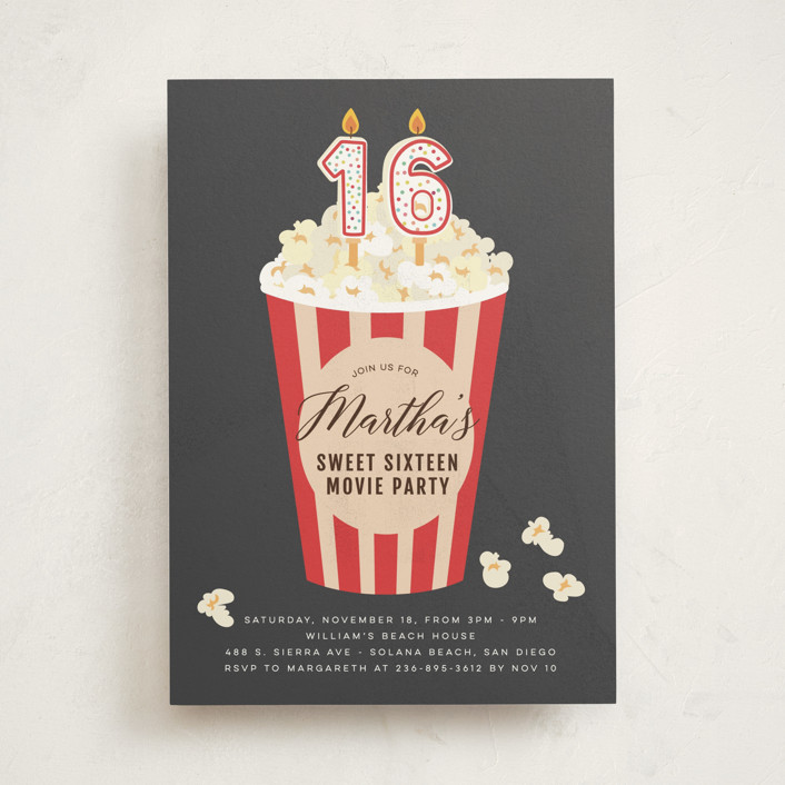 Movie Night Party Sweet Sixteen Party Invitations by Sherley Ferreira ...