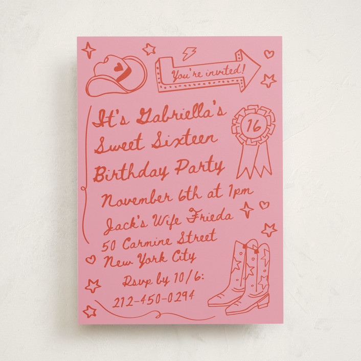 cowboy club Sweet Sixteen Party Invitations by Jennifer Lew | Minted