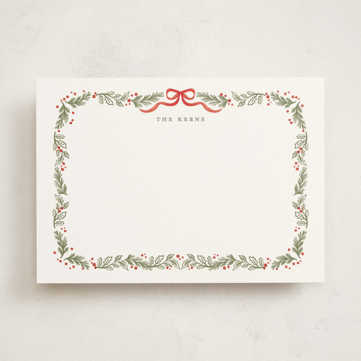 holiday botanical border 5x7 Personalized Stationery by Creo Study | Minted