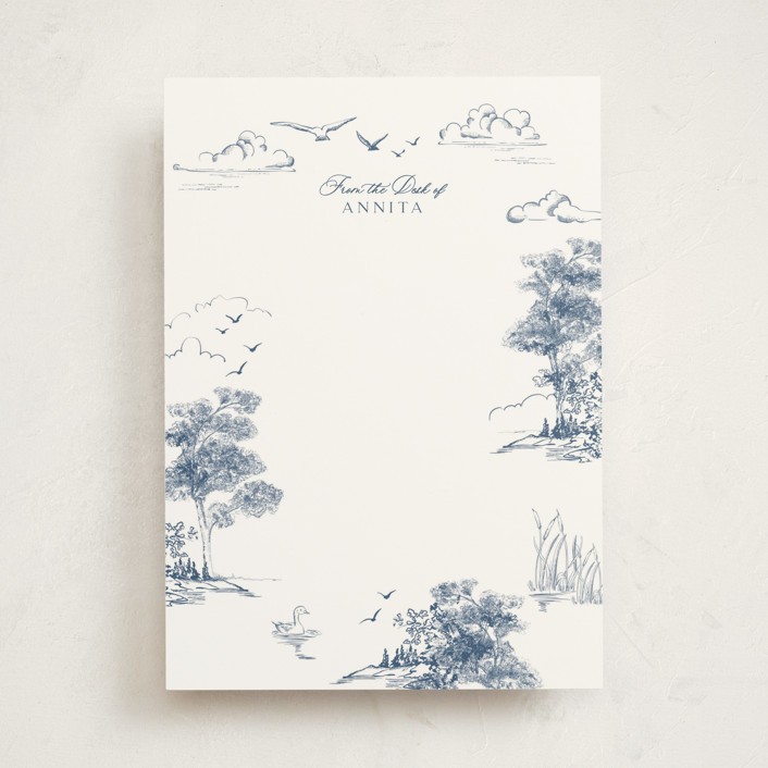 Lake Side Toile 5x7 Personalized Stationery by Lucrecia Caporale | Minted