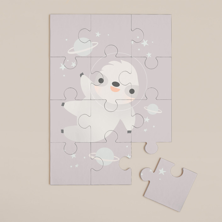Sloth in Space 12-Piece Art Puzzle by Lori Wemple | Minted