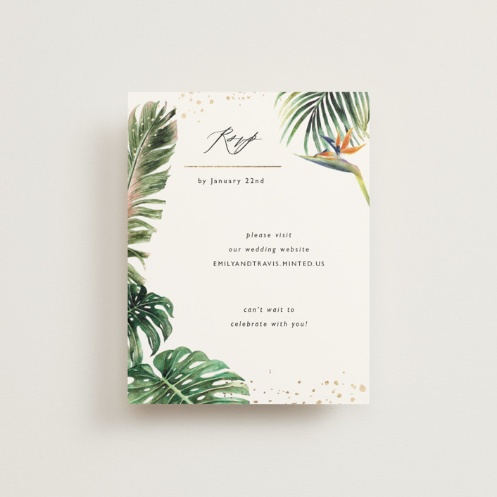 Our Paradise Foil-Pressed RSVP Online Enclosure Cards by Elly | Minted