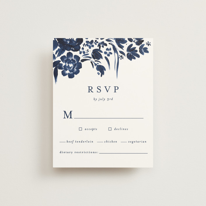 brushstrokes in bloom RSVP Cards by Angela Marzuki | Minted