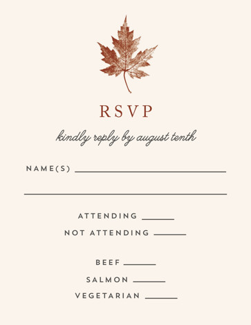 Leaf Print RSVP Cards by Katharine Watson | Minted