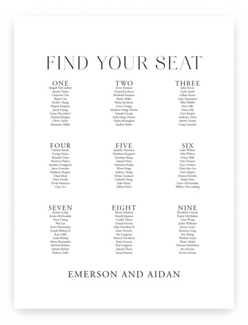 Classy Type Custom Seating Chart by Hooray Creative | Minted